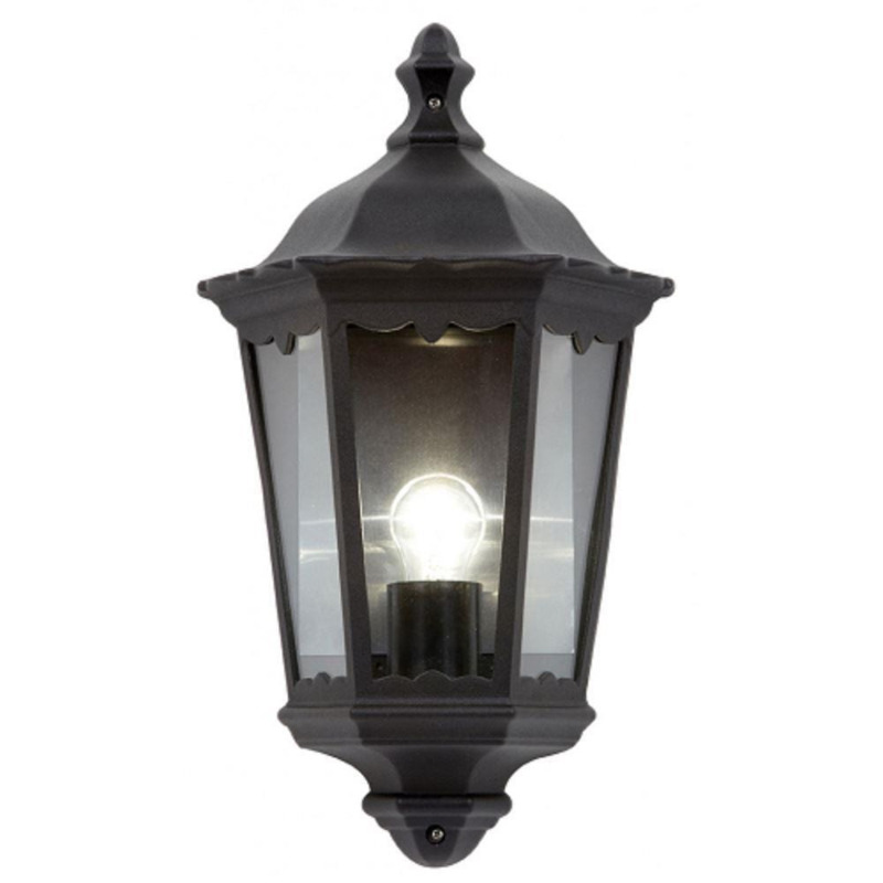 Burford 1 Light Outside Wall Light In Matt Black With Clear Glass 76547 ...