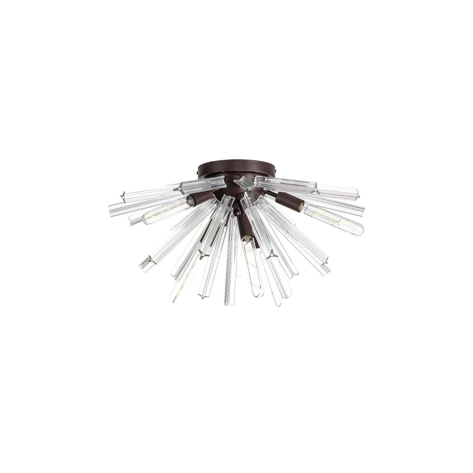 Clarissa 6 Light Semi Flush Celling Light in Brown Oxide with Clear ...