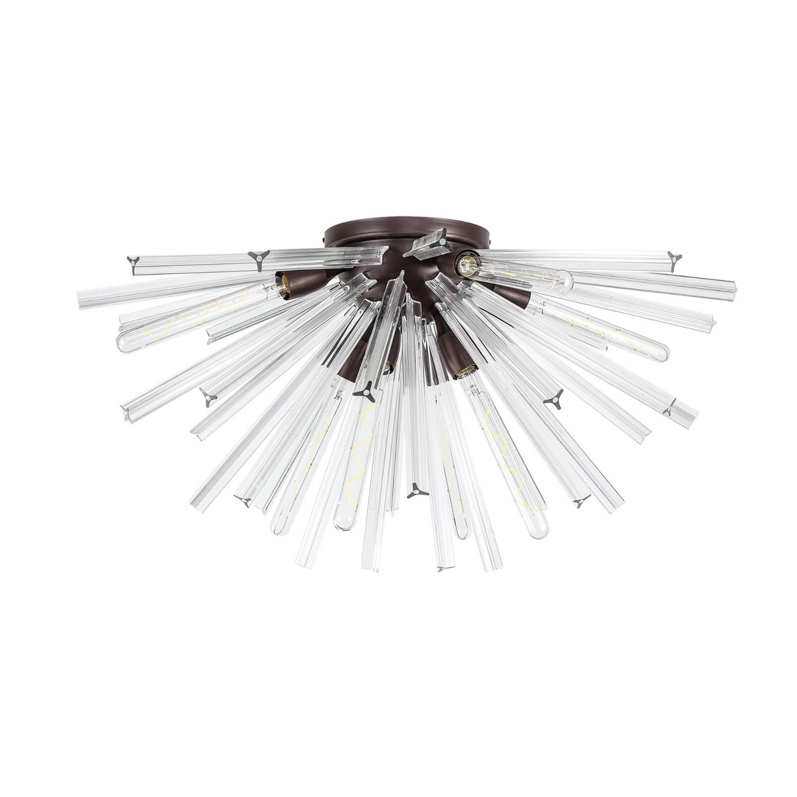Clarissa 8 Light Semi Flush Celling Light in Brown Oxide with Clear ...