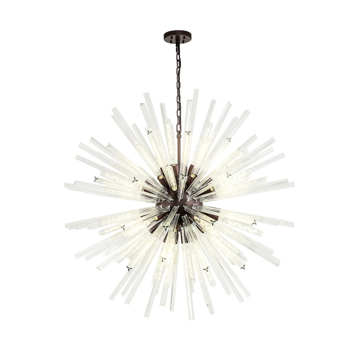 Clarissa 32 Light Round Ceiling Pendant Light in Brown Oxide With Clear ...