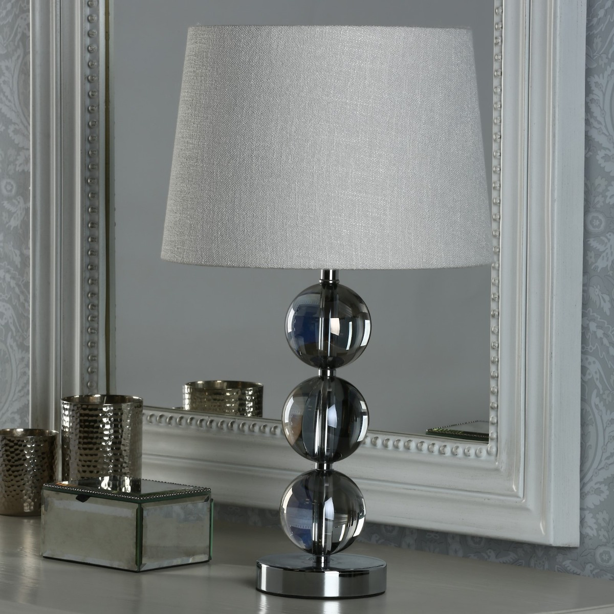 Laura Ashley Nicholas Smoked Glass Table Lamp Base With Polished Chrome ...