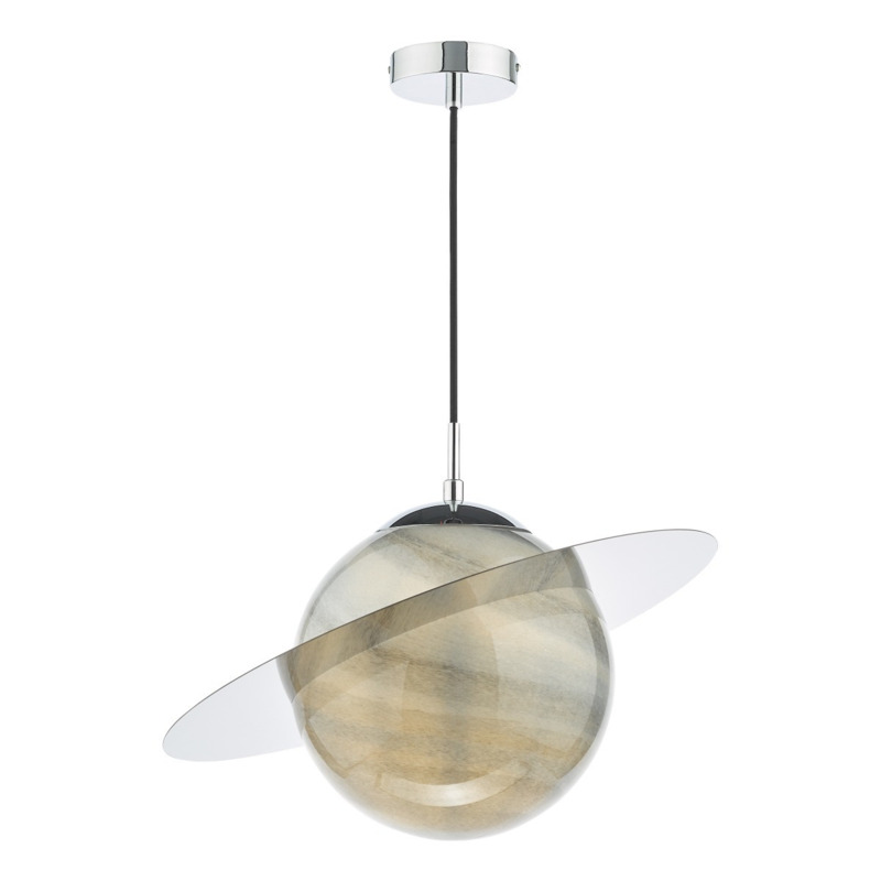 Dar Lighting Saturn Ceiling Pendant Light With Planet Style Glass Shade ...