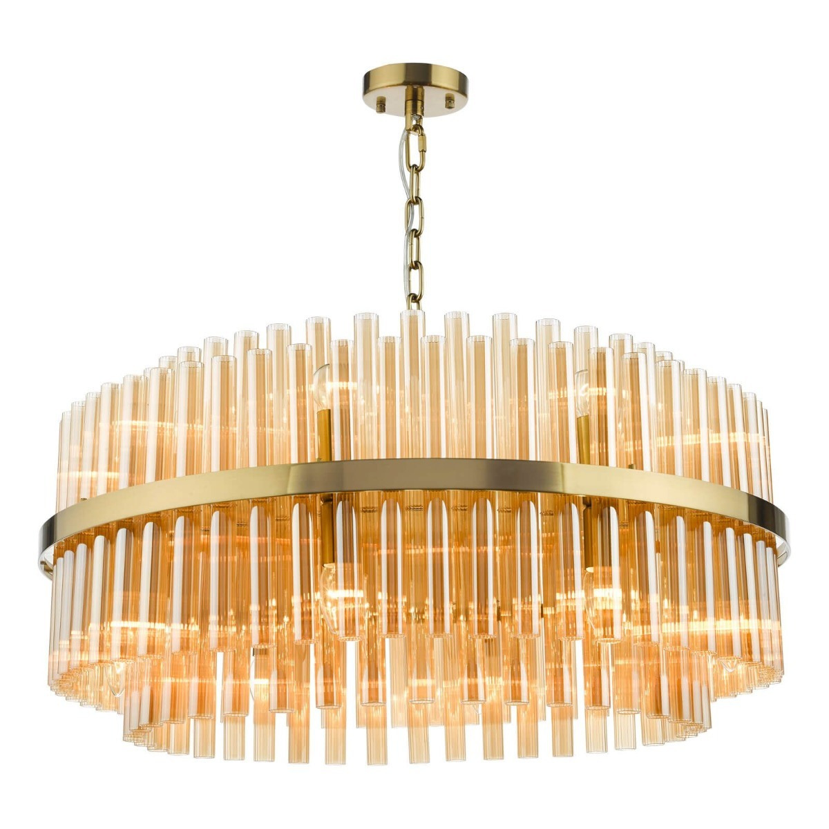 Dar Gold Lighting Imani 16 Light Ceiling Pendant Light In Natural Brass ...