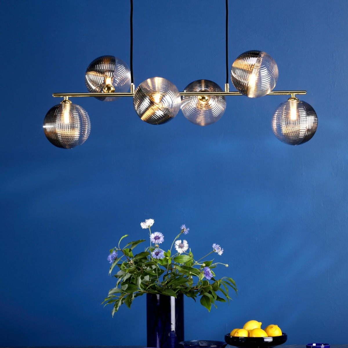 Dar Lighting Spiral 6 Light Bar Ceiling Pendant In Matt Gold With ...