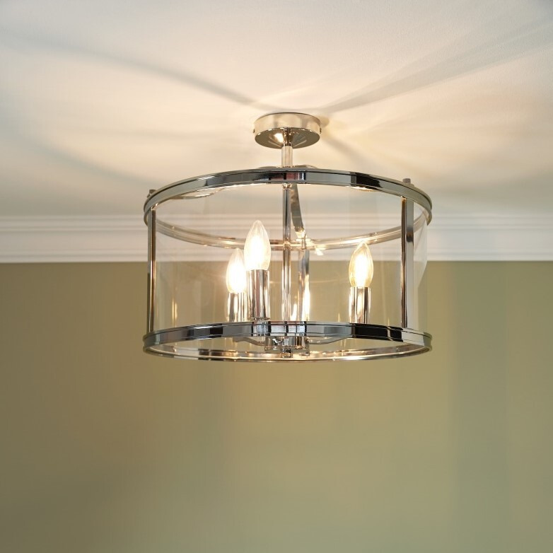 Laura Ashley Harrington 3 Light Semi Flush Ceiling Light In Polished ...