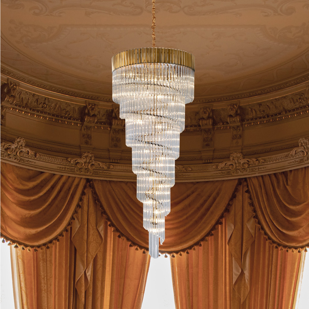 Prestige Metro Grand Spiral Ceiling Pendant Light In Brass With Clear ...