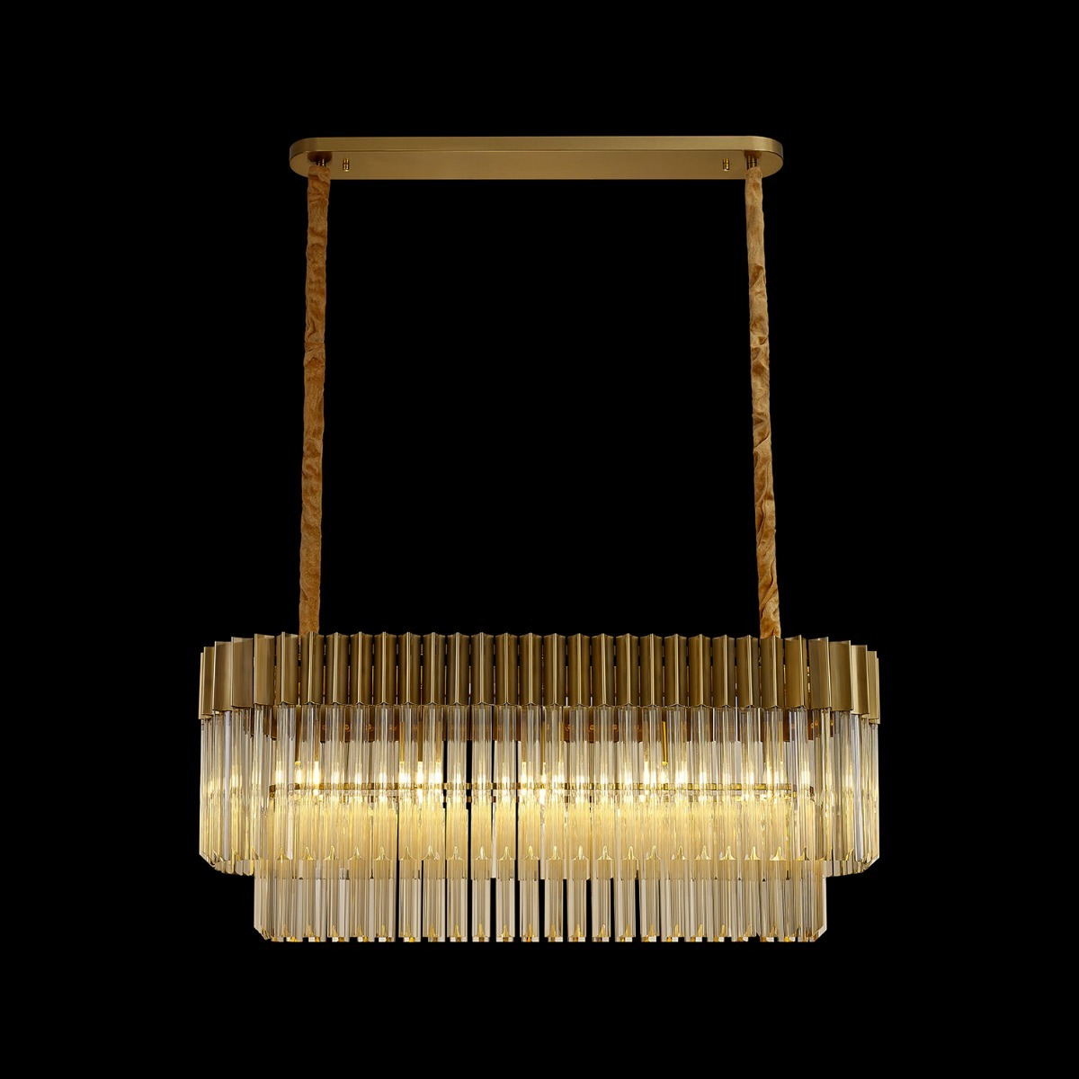 Prestige Metro Rectangular Ceiling Pendant Light In Brass With Clear ...