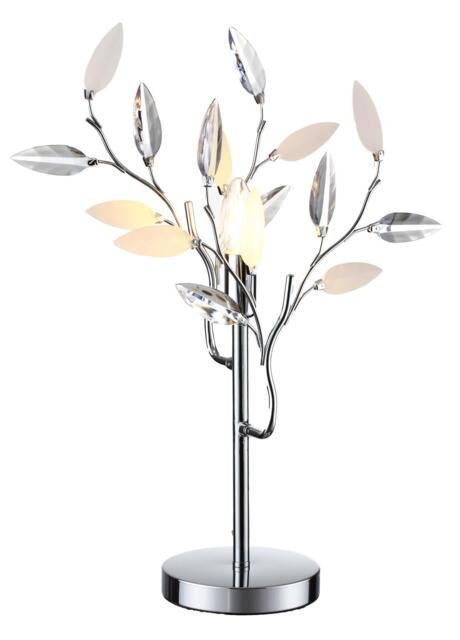 Modern Polished Chrome Willow Leaf Design Table Lamp with Clear and ...
