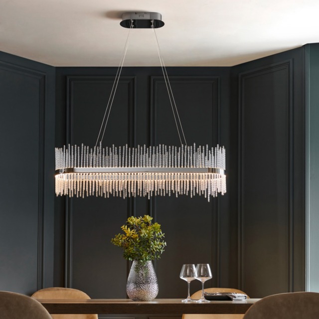Tivoli Linear Ceiling Pendant Light In Chrome With Clear Glass Rods by ...