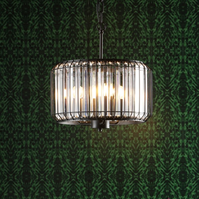 Dar Lighting Naeva 3 Light Crystal Ceiling Pendant Light In Satin Black ...