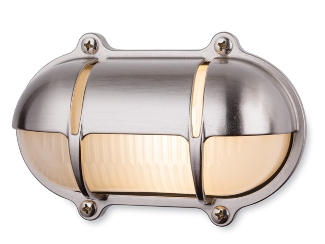 Firstlight 2837NC Nautic Bulkhead Outdoor Solid Brass Wall Light In Nickel With Frosted Glass ...
