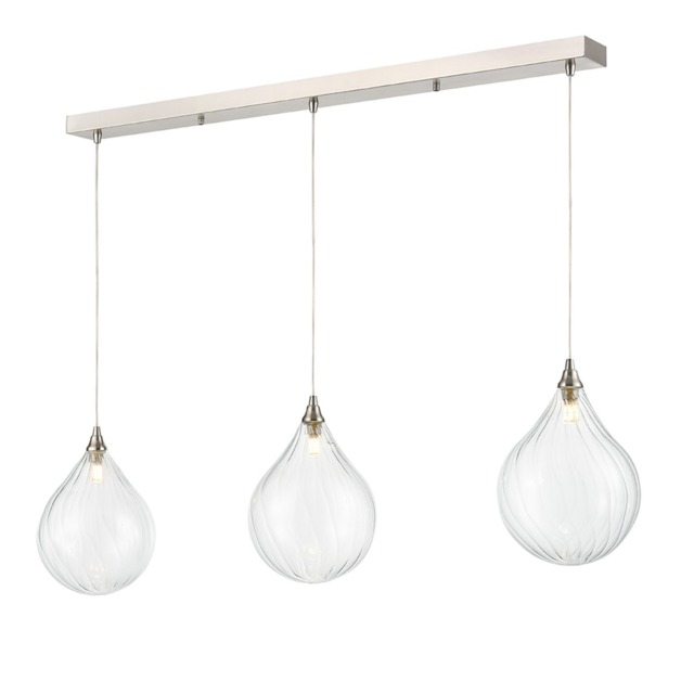 Franklite Perry 3 Light Bar Ceiling Pendant Light With Clear Glasses ...