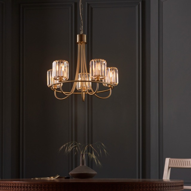 Endon 107802 Berenice 5 Light Ceiling Pendant Light In Antique Brass ...