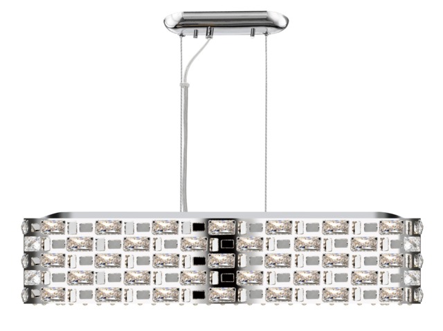 Impex Laurette 6 Light Crystal Oblong Ceiling Pendant Light In Polished ...