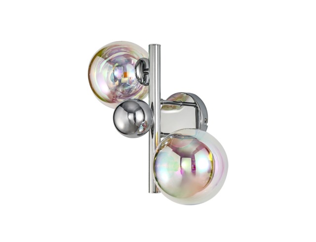 System 2 Light Wall Light In Chrome Finish With Iridescent Glass Shades ...