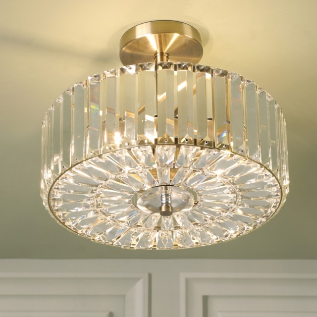 Laura Ashley Fernhurst 3 Light Crystal Semi Flush Ceiling Light In ...