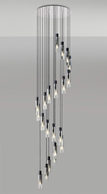 Fuse 21 Light Cluster Ceiling Pendant in Polished Chrome with Ombre ...