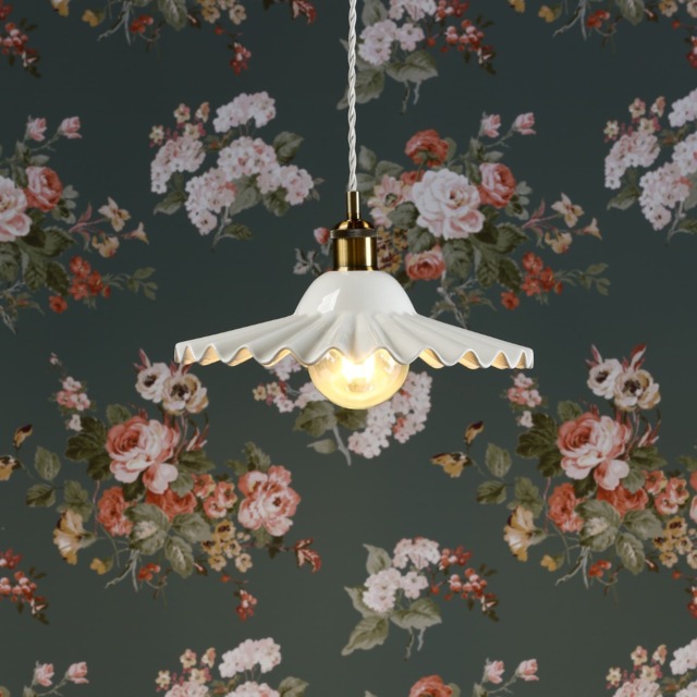 Laura Ashley Beca Large Ceiling Pendant With White Ceramic Shade And ...