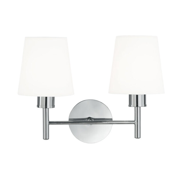Franklite Turin 2 Light Wall Light In Chrome Finish With Opal Glass ...