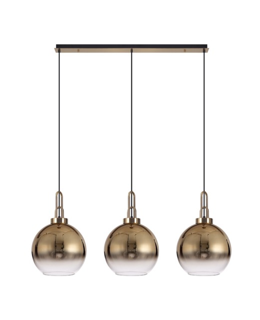 Glenn 3 Light Globe Linear Pendant In Brass Gold With Gold And Clear ...
