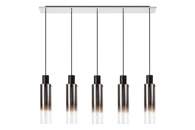 Fuse 5 Light Linear Ceiling Pendant in Polished Chrome with Ombre ...