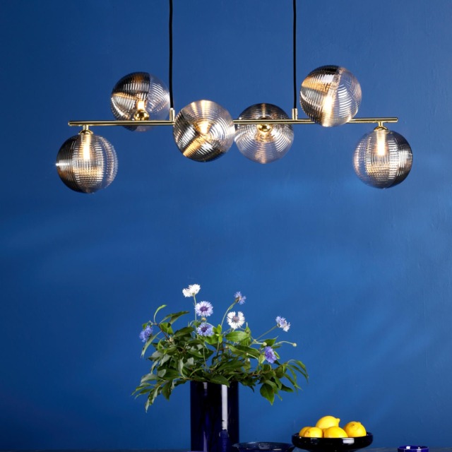 Dar Lighting Spiral 6 Light Bar Ceiling Pendant In Matt Gold With ...