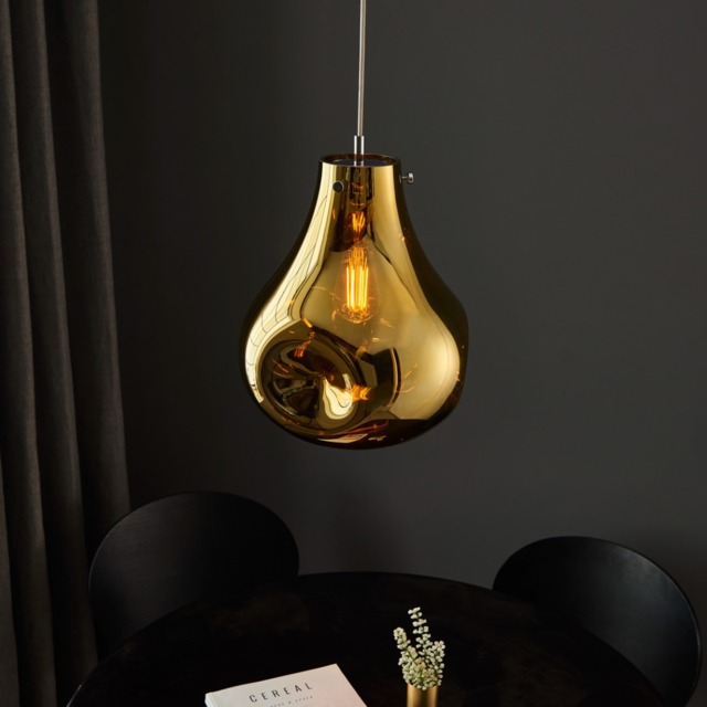 Ore Ceiling Pendant Light In Chrome Finish With Large Gold Metallic ...