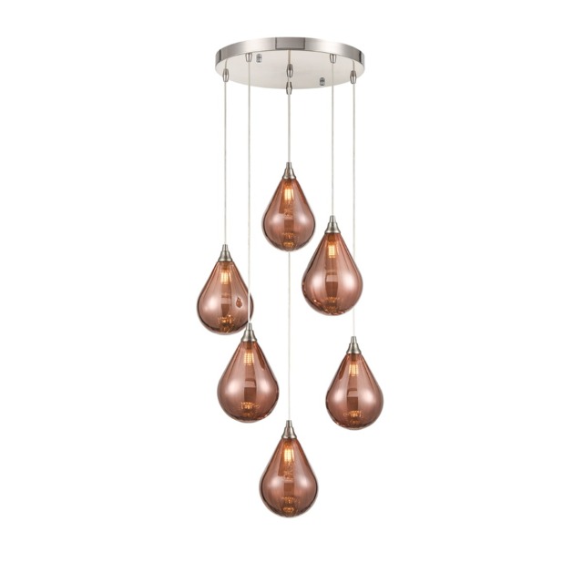 Franklite Perry 6 Light Cluster Ceiling Pendant Light With Copper ...