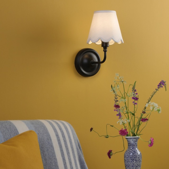Dar Lighting Padme Wall Light In Matt Black With Scalloped Shade by ...