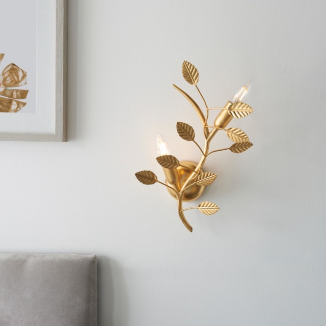 Flora 2 Light Wall Light In Gold Leaf Finish by Lights 4 Living ...
