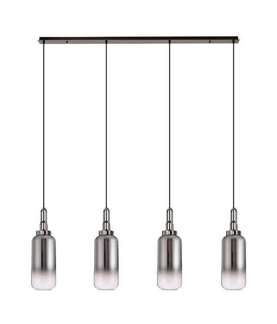 Glenn 4 Light Linear Ceiling Pendant Light in a Black Chrome With ...