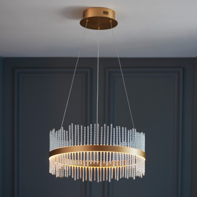 Tivoli Medium Ceiling Pendant Light In Brushed Gold With Clear Glass ...