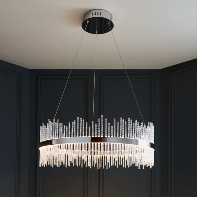 Tivoli Large Ceiling Pendant Light In Chrome With Clear Glass Rods by ...