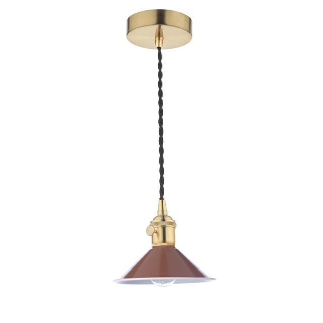 Dar Lighting Hadano Single Ceiling Pendant Light In Natural Brass With ...