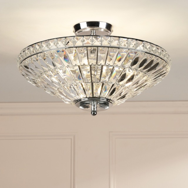 Laura Ashley Vienna 3 Light Crystal Semi Flush Ceiling Light In Polished Chrome LA3756604-Q by ...
