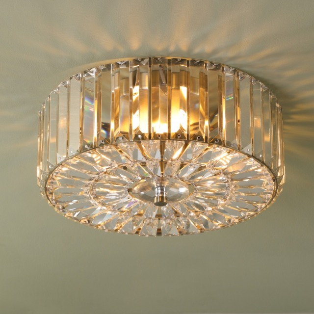 Laura Ashley Fernhurst 3 Light Crystal Flush Ceiling Light In Antique ...