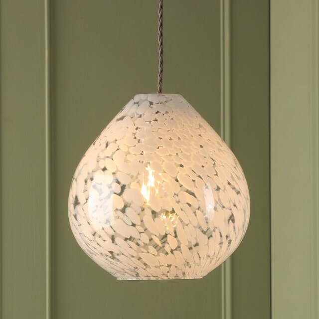 Laura Ashley Confetti Easy Fit White Art Glass Ceiling Pendant Light ...