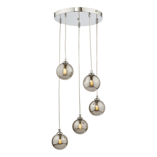 Dar Lighting Federico 5 Light Cluster Ceiling Pendant Light In Polished ...