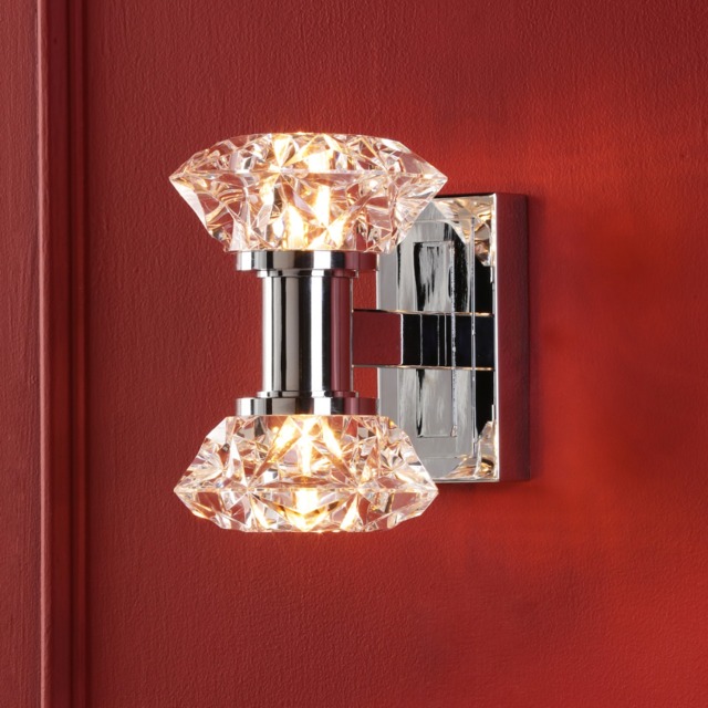 Dar Lighting Tiana 2 Light Wall Light In Polished Chrome With Crystal ...