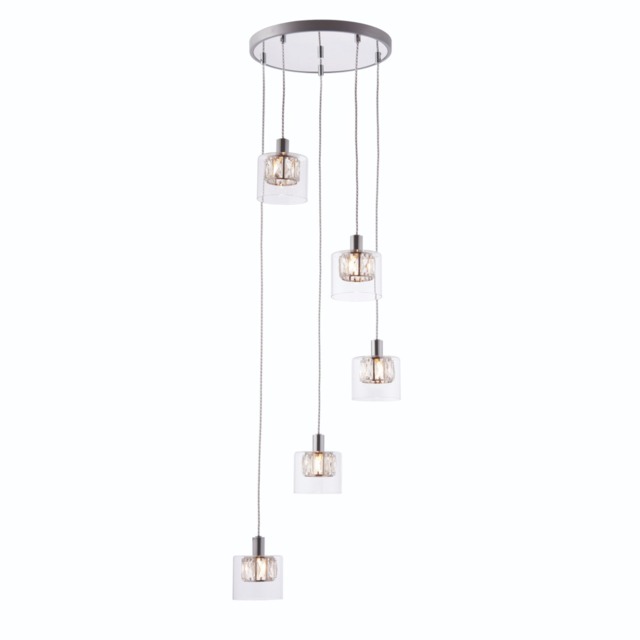 Endon 76520 Verina 5 Light Ceiling Cluster Pendant Light In Chrome ...