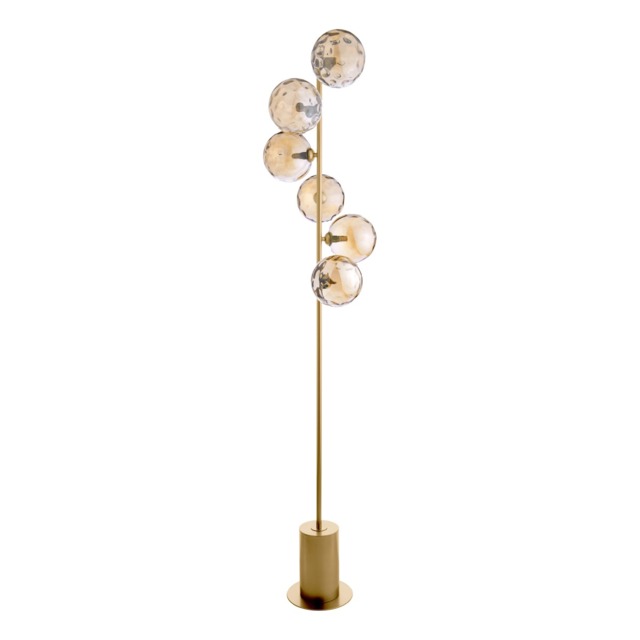Dar Lighting Spiral 6 Light Floor Lamp In Matt Gold With Champagne ...