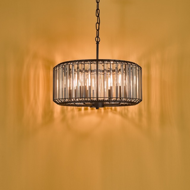 Dar Lighting Naeva 4 Light Crystal Ceiling Pendant Light In Satin Black ...