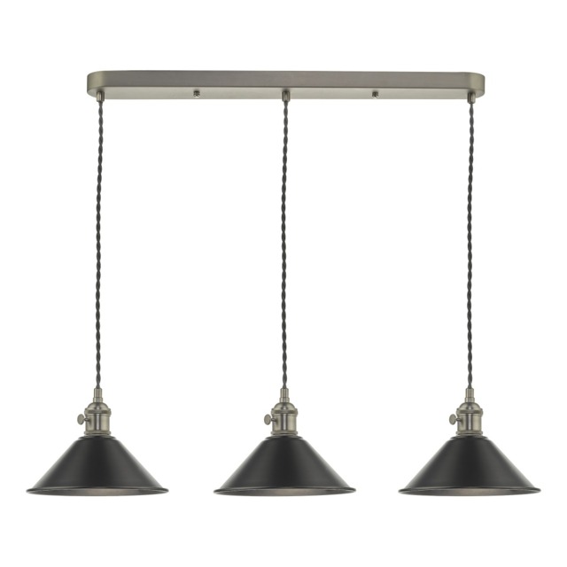 Dar Lighting Hadano 3 Light Bar Ceiling Pendant Light In Antique Chrome ...