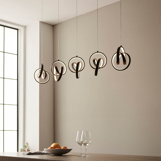 Endon 97624 Cosma 5 Light LED Linear Ceiling Pendant Light In Textured ...