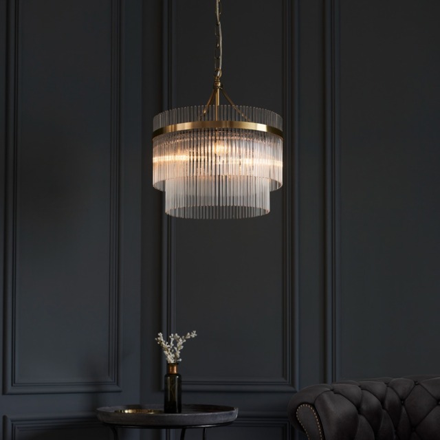 Endon 99167 Marietta 3 Light Ceiling Pendant Light In Antique Brass ...
