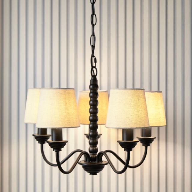 Laura Ashley Norbury 5 Light Ceiling Chandelier In Matt Black With ...