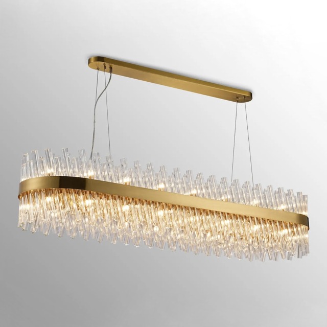 Hampton 36 Light Oblong Ceiling Pendant Light In Brass Finish With ...