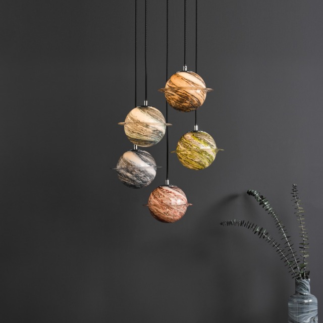 Dar Lighting Cygnus 5 Light Cluster Pendant In Chrome With Planet Style ...