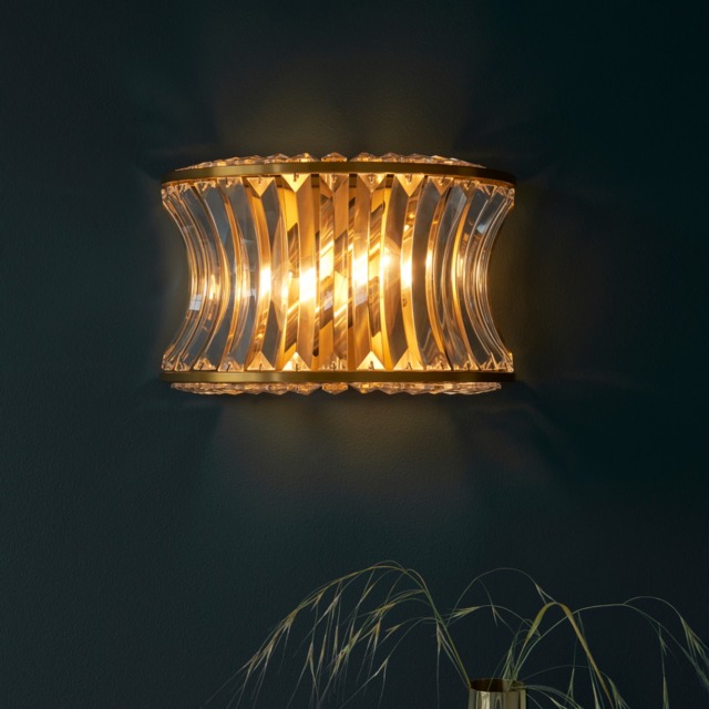 Crystal Wall Light With Concave Glass In Warm Brass Finish by Lights 4 ...