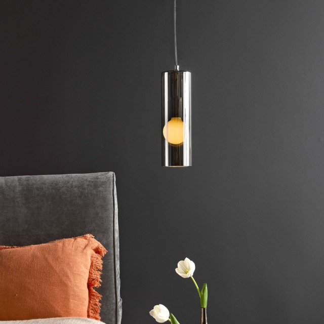 Dar Lighting Diaz Ceiling Pendant Light In Chrome With Smoked Glass by ...